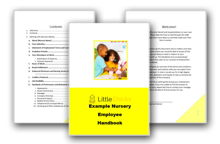 Editable Nursery Staff Handbook (Professional Employee Handbook – 107 ...