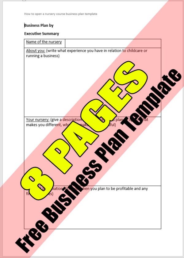 Free Nursery Business Plan Template Download – Open a Nursery in the UK